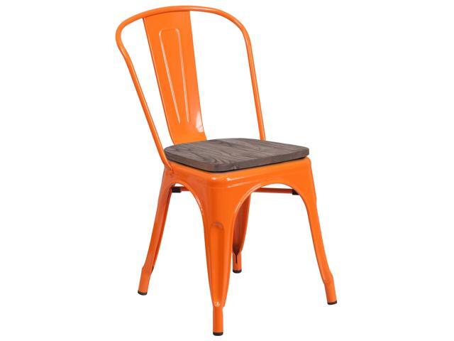 Click here for Orange Metal Stackable Chair with Wood Seat prices