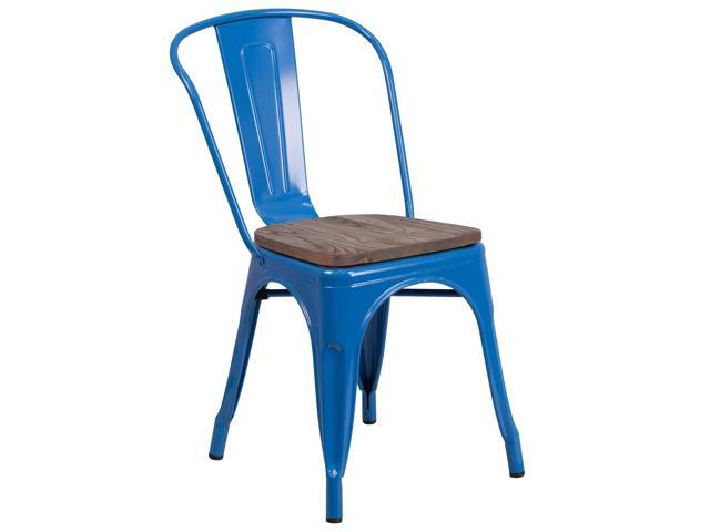 Click here for Blue Metal Stackable Chair with Wood Seat prices