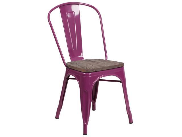 Click here for Purple Metal Stackable Chair with Wood Seat prices