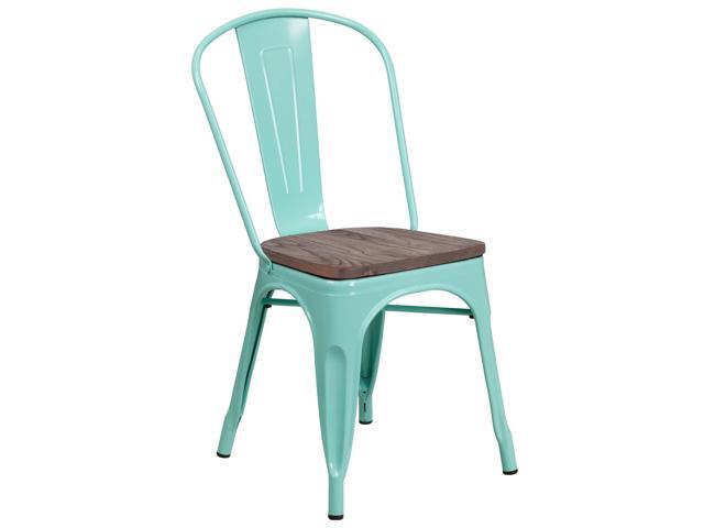 Click here for Mint Green Metal Stackable Chair with Wood Seat prices