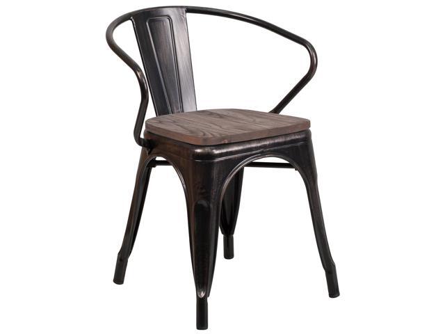 Click here for Black-Antique Gold Metal Chair with Wood Seat and... prices