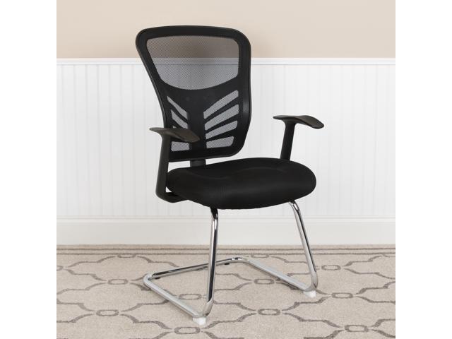 Click here for Black Mesh Side Reception Chair with Chrome Sled B... prices