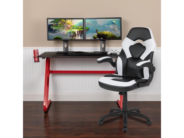 Click here for Red Gaming Desk and White/Black Racing Chair Set w... prices