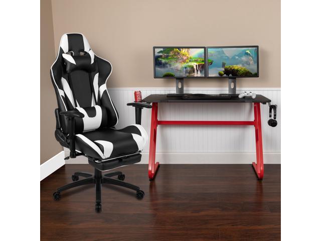 Click here for Red Gaming Desk and Black Footrest Reclining Gamin... prices