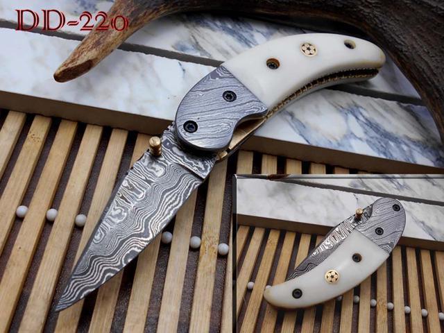 Click here for 7long Damascus steel Folding Knife with camel bone... prices