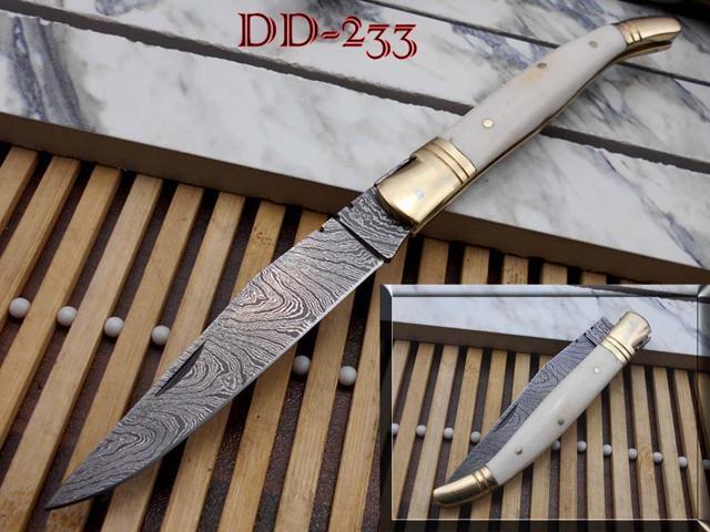 Click here for Laguiolle Folding Damascus steel knife. hand forge... prices