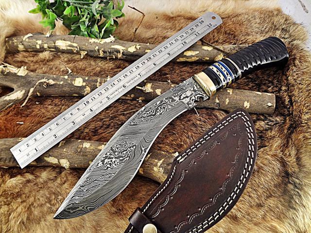 Click here for 14 Long hand forged Damascus steel hunting Kukri K... prices