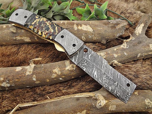 Click here for Damascus Steel Tanto blade folding knife Camouflag... prices