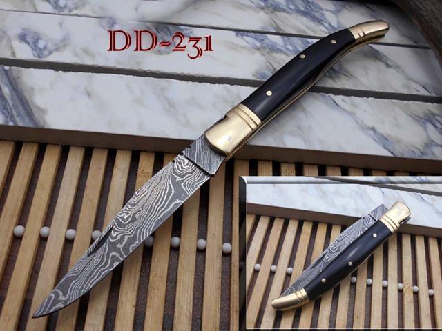 Click here for Laguiole Folding Damascus steel knife. hand forged... prices
