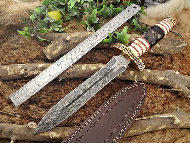 Click here for 14.5 Long Damascus Steel Dagger Knife Hand Forged... prices