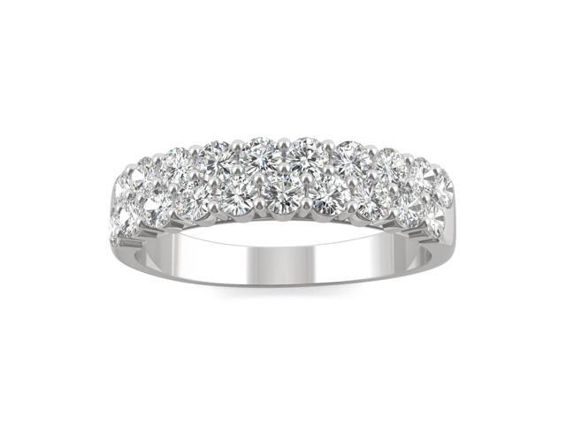 Moissanite Two Row Band 1 ct. t.w. Diamond Equivalent in 14k White Gold - White Gold