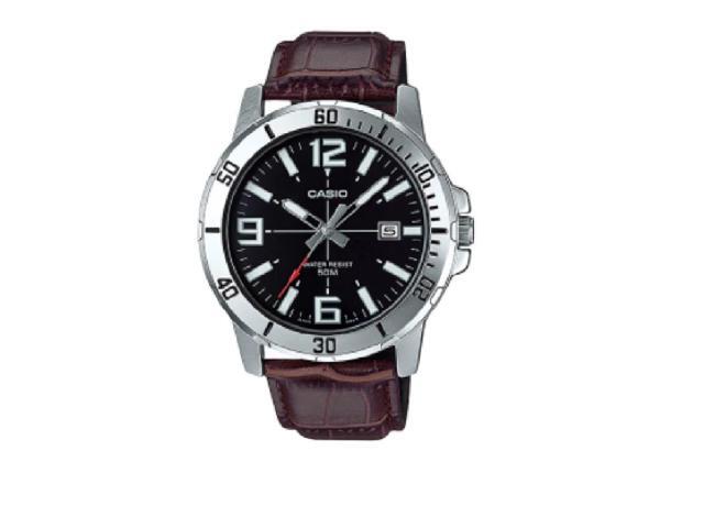 Click here for Casio Mens Analog Black Steel Dial Leather Brown B... prices