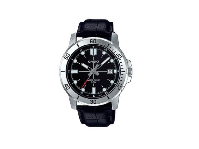 Click here for Casio Mens Analog Black Steel Dial Leather Black B... prices