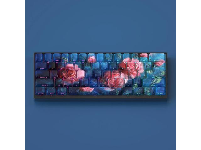 Click here for 130 Keys Keycaps PBT Dye Sub Cherry Rose Blue Side... prices