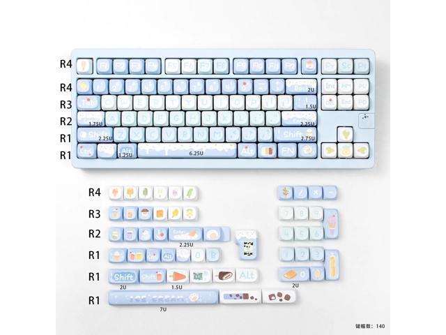 Click here for 140 Keys MOA Keycaps Ice Cream Blue PBT Dye Sublim... prices