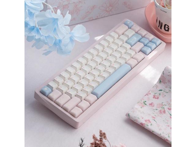 Click here for 164 Keys Pink White Keycaps Translucent PBT+PC Dou... prices