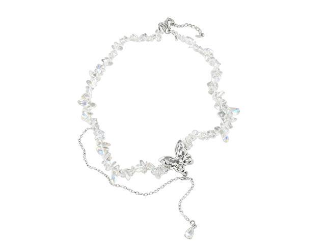 Click here for WomenS Silver Butterfly Choker Necklace With Cryst... prices