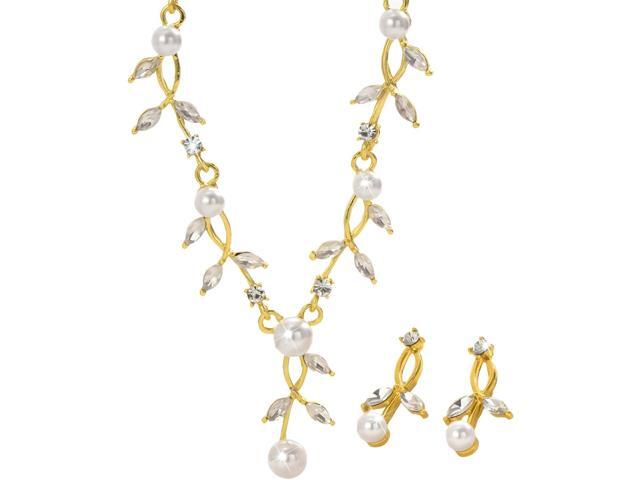 Click here for WomenS Pearl Jewelry Set With Leaf Vine Design  Go... prices