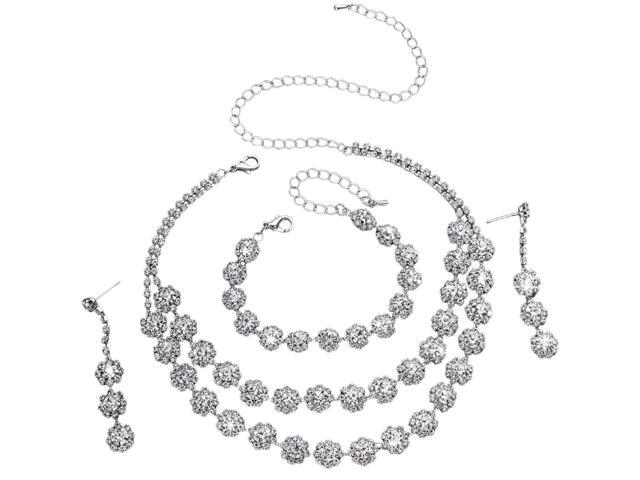 Click here for Elegant Rhinestone Jewelry Set For Women  Silver F... prices