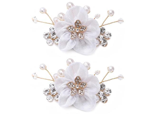 Click here for Wedding Shoe Clips  White Flower  Pearl Rhinestone... prices