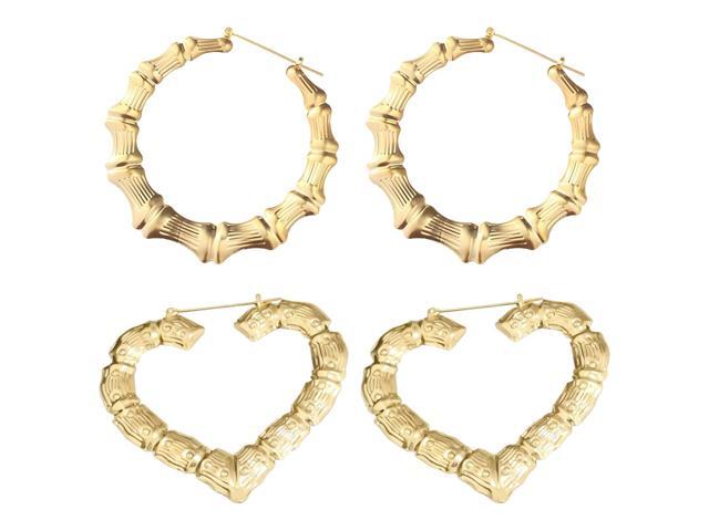 Click here for 2 Pairs Hoop Earrings For Women  Gold  2.6 In/6.5... prices