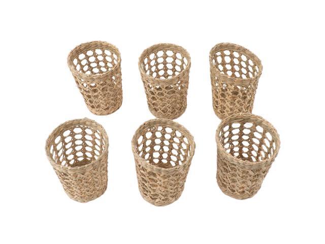 Click here for 6 PCS Hand-woven Straw Cup Holders Anti-scald Holl... prices
