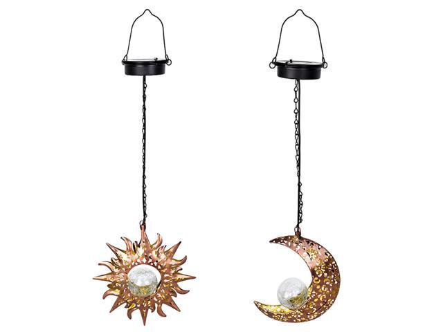 Click here for Outdoor Solar Lights Hanging  2 Pcs Star Moon Lant... prices