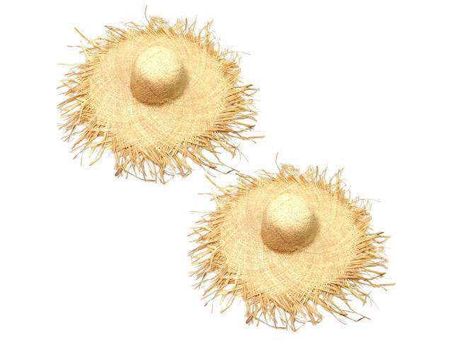 Click here for Yellowish-Brown Raffia Sun Hat  2 Pcs Womens Straw... prices