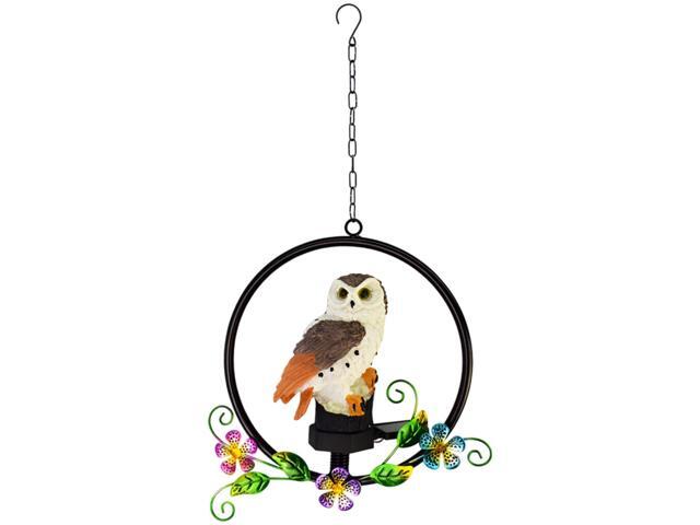 Click here for Solar Owl Statue with Iron Flowers  Brown Vintage... prices
