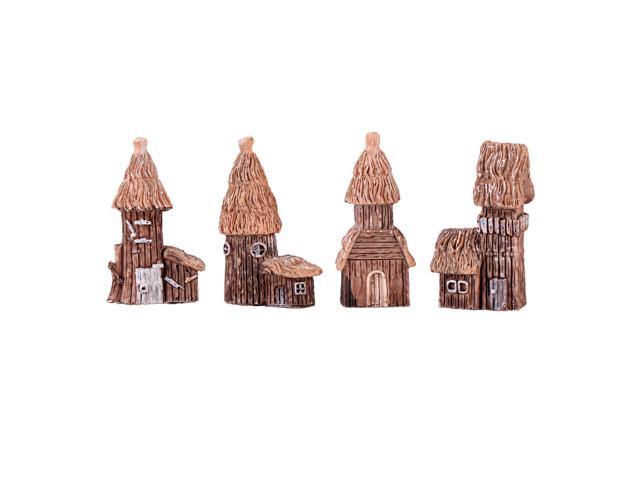 Click here for 4 Handcrafted Resin Fairy Houses with Rustic Thatc... prices