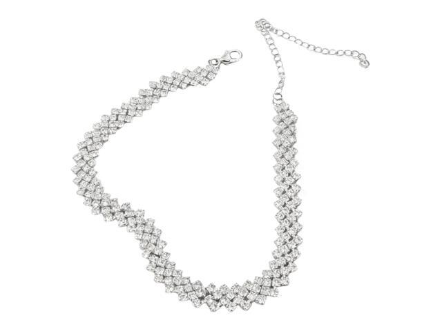 Click here for Womens Choker Necklace  Multi-Row  Silver Tone Spa... prices