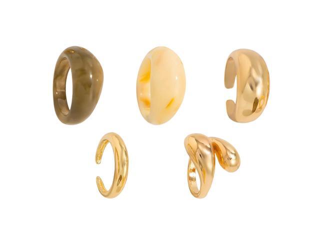 Click here for WomenS Gold Rings Set  5 Pcs  Pale Gold Metal  Res... prices