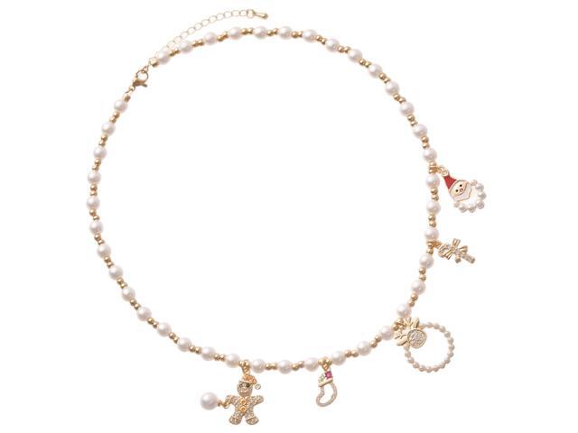Click here for Zircon Pearl Choker Necklace With Gingerbread Char... prices
