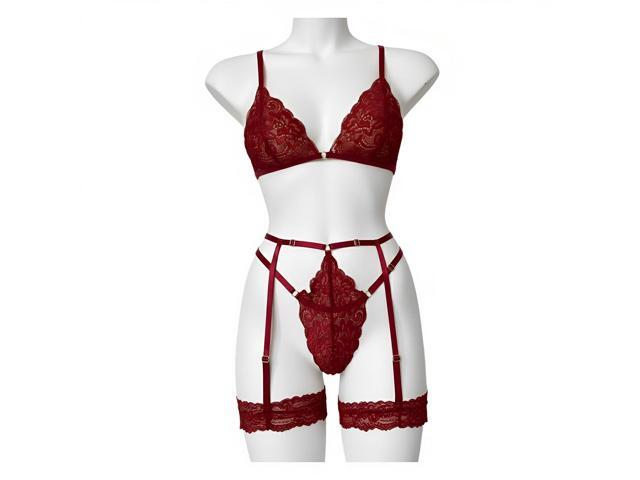 Click here for Wine Red Lingerie Set  Crisscross Lace And Hollow... prices