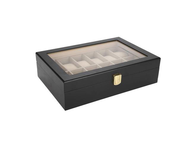 Click here for 12 - Grid Wood Watch Holder with Transparent Lid... prices