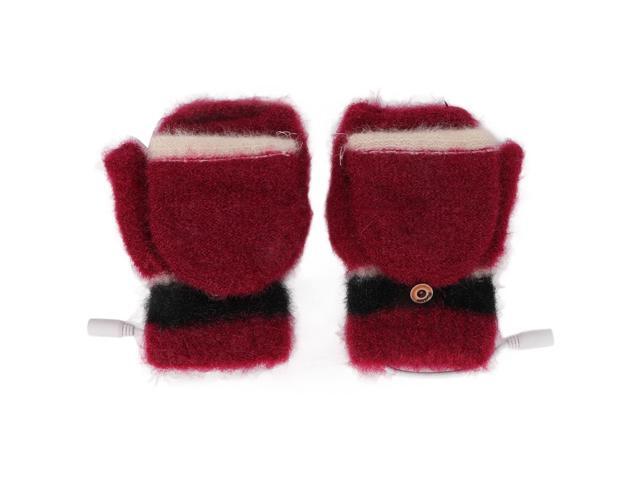 Click here for USB Heated Gloves Half Fingerless Flip Top Burgund... prices
