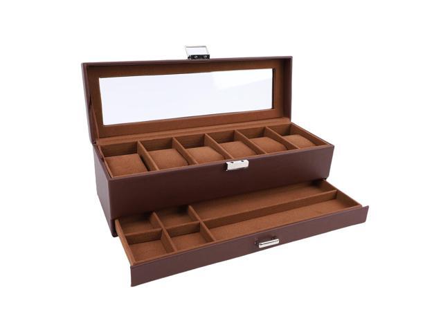 Click here for Watch Box for Men  6 Slot 2 Layer PU Leather Watch... prices