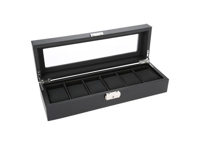 Click here for 6 - Grid PU Carbon Fiber Leather Watch Holder  Wat... prices