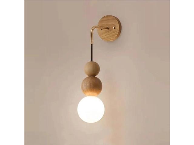 Click here for Nordic Modern Wall Sconce  Wood Ball & Opal Glass... prices
