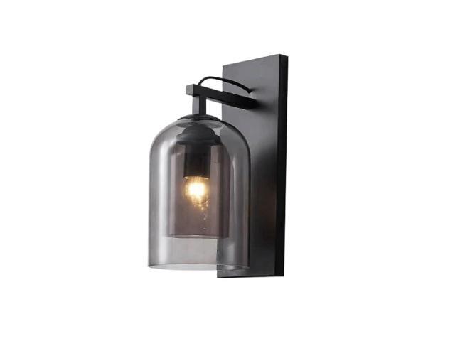 Click here for Modern Black Wall Sconce  Amber Glass Shade  E27 H... prices