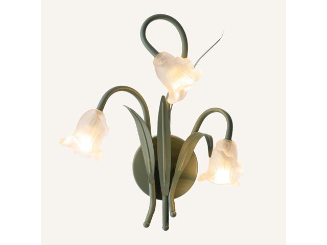 Click here for French Floral Glass Sconce  Green Metal Lily Bloom... prices