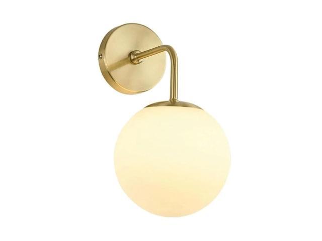 Click here for Modern Brass Wall Sconce  Opal Glass Globe Wall La... prices