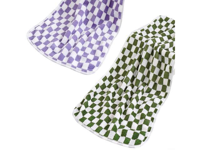 Click here for 2-Pack Coral Fleece Checkered Bath Towels Set Soft... prices