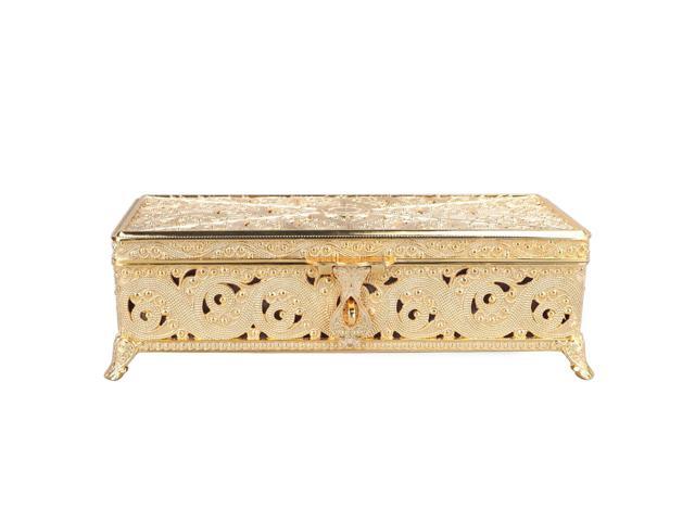 Click here for Vintage Metal Jewelry Box  Rectangular Trinket Box... prices