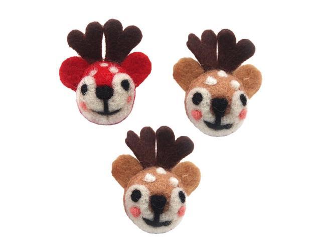 Click here for 3pcs Wool Felt Antler Shaped Brooches Handmade Cre... prices