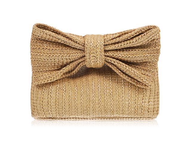 Click here for Bow Straw Clutch Purse Woven Handbag for Women Sum... prices