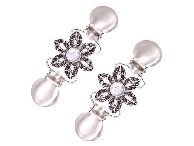 Click here for 2 Pcs Womens Shawl Clamp Brooches with Crystal Inl... prices