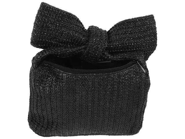 Click here for Bow Knot Straw Clutch Purse Womens Black Woven Han... prices