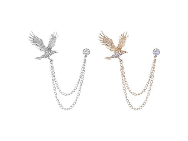 Click here for 2pcs Eagle Shape Tassel Brooch Collar Pins for Men... prices