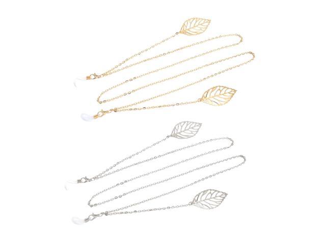 Click here for Metal Mask Chains with Leaves Pendant  2pcs Gold S... prices